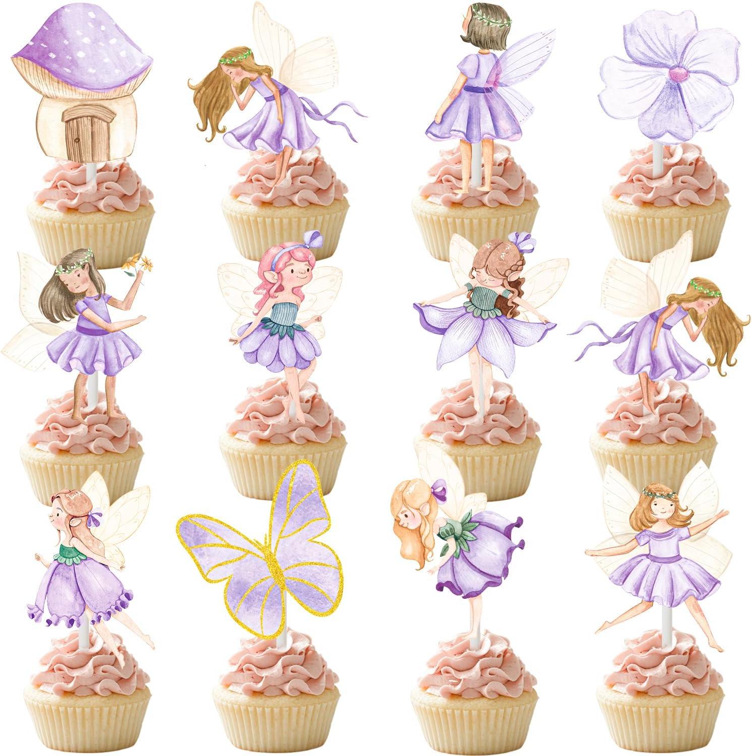 Purple Fairy Party Cupcake Toppers Fairies Party Cupcake Toppers 24pcs