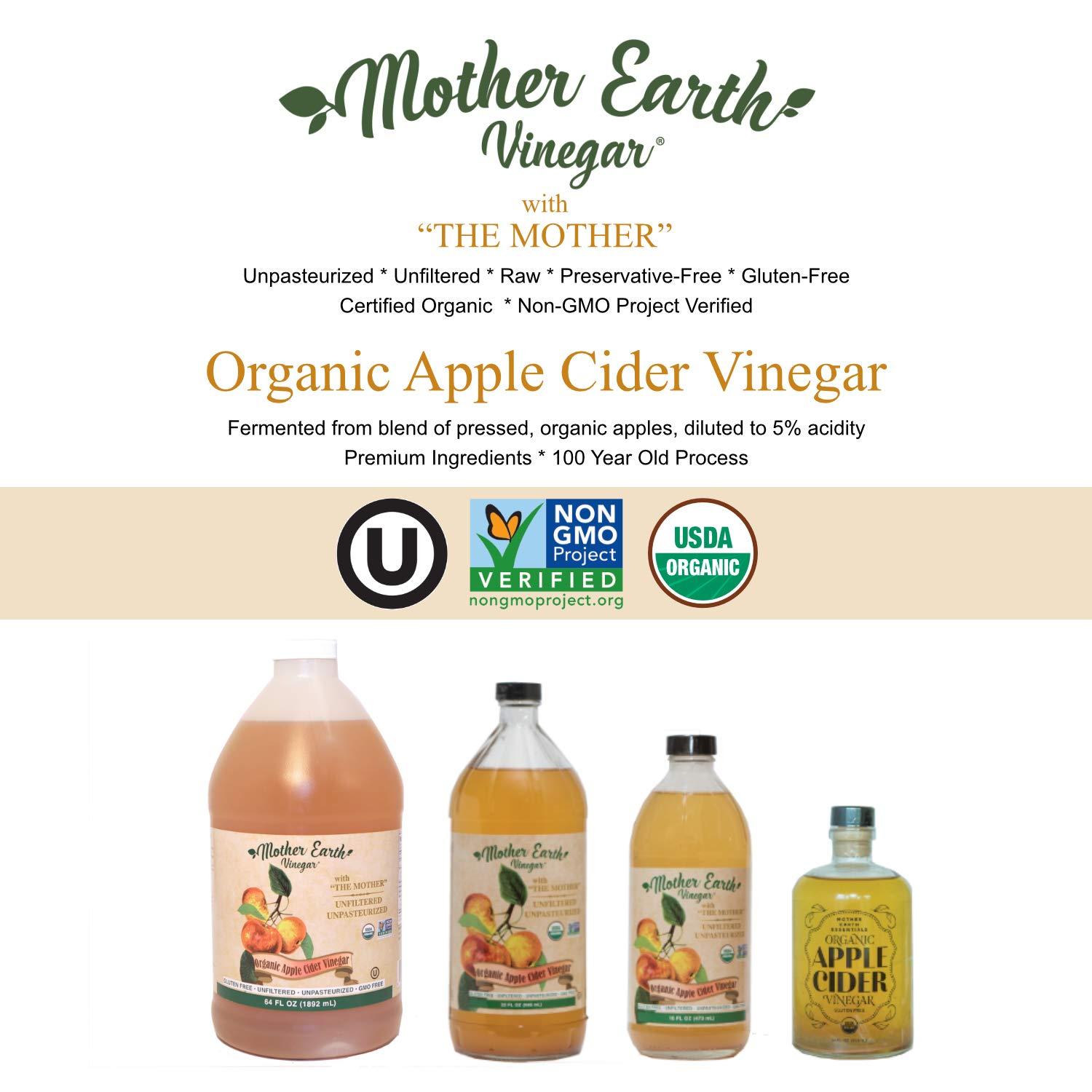 Mother Earth Organic Apple Cider Vinegar with The Mother | 2/16 oz ...