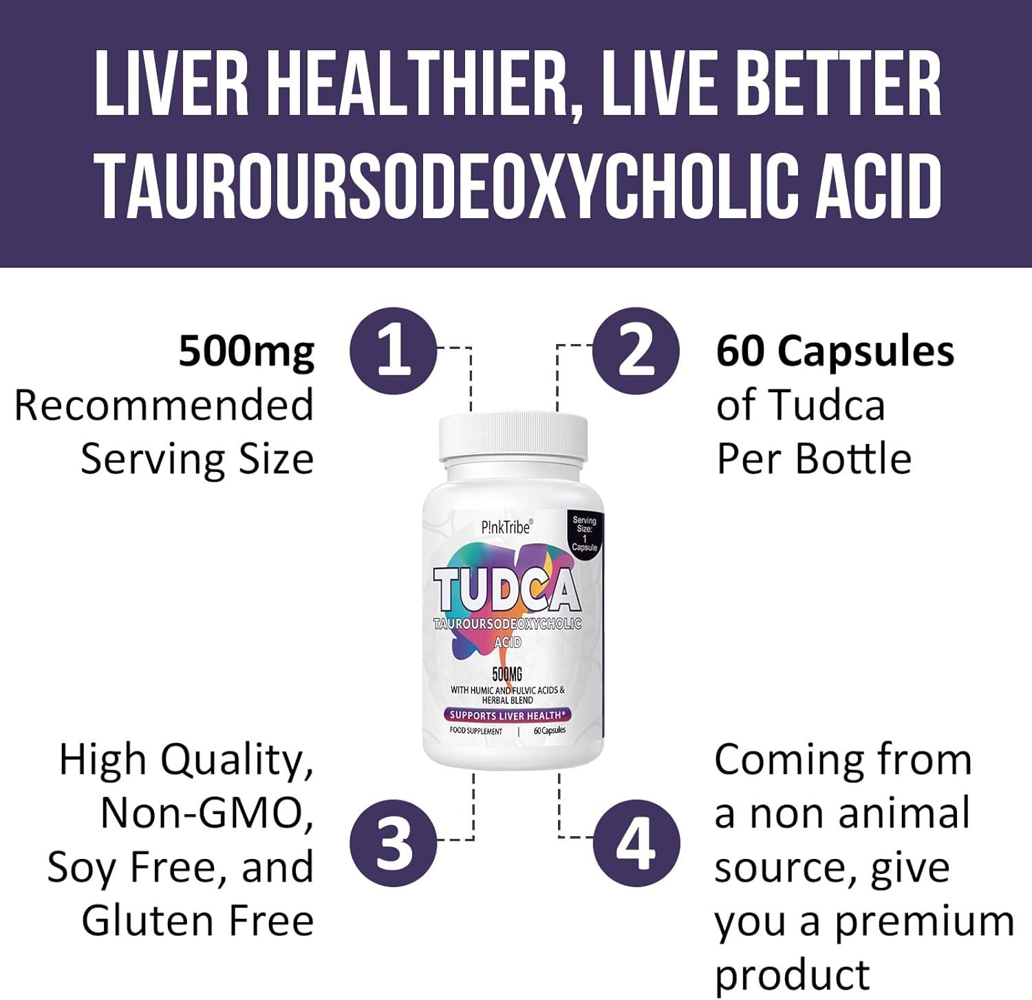 TUDCA 500mg Bile Salt Supplement for Liver Health & Detox - With Humic ...
