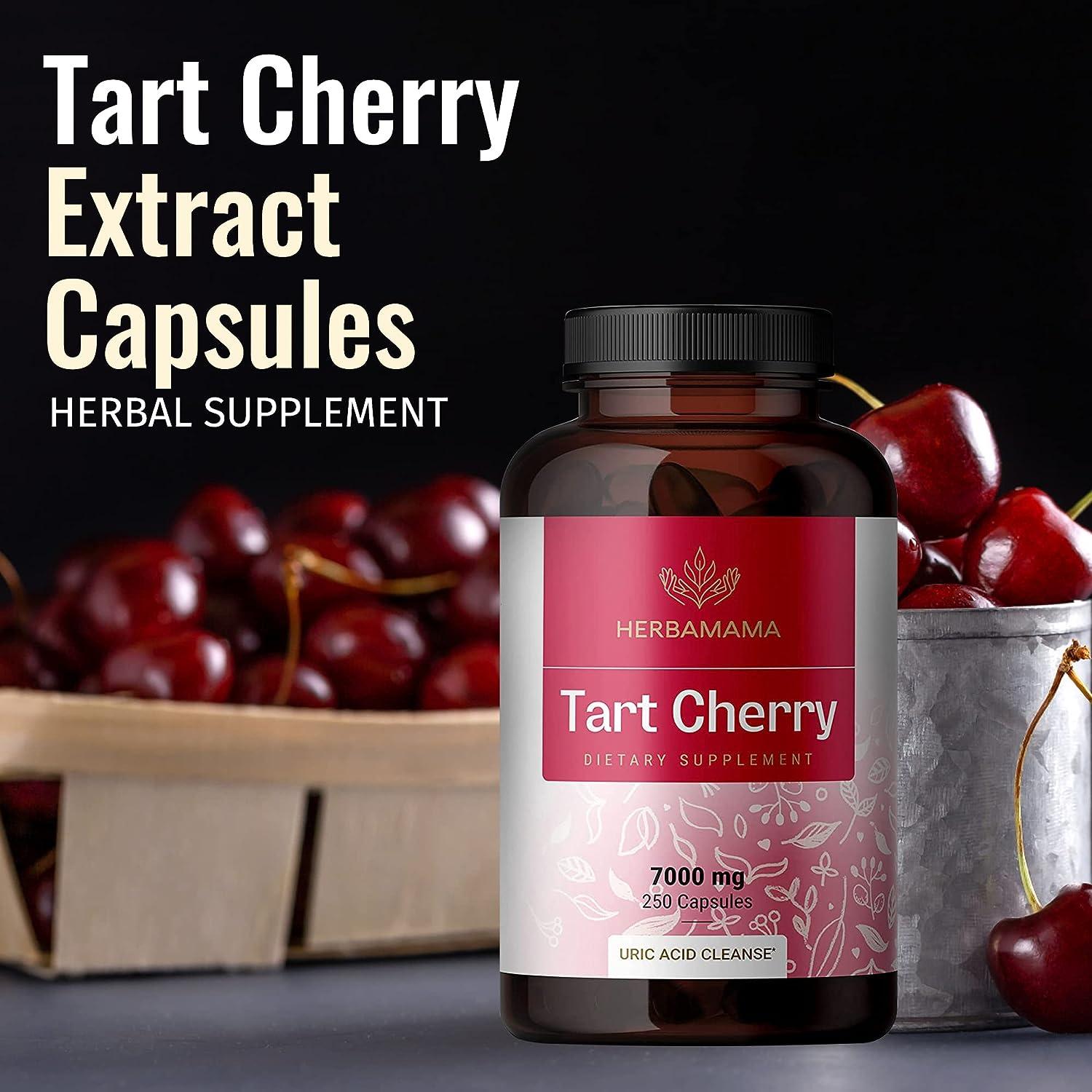 HERBAMAMA Tart Cherry Extract Capsules - Nutritional Non-GMO Supplement ...