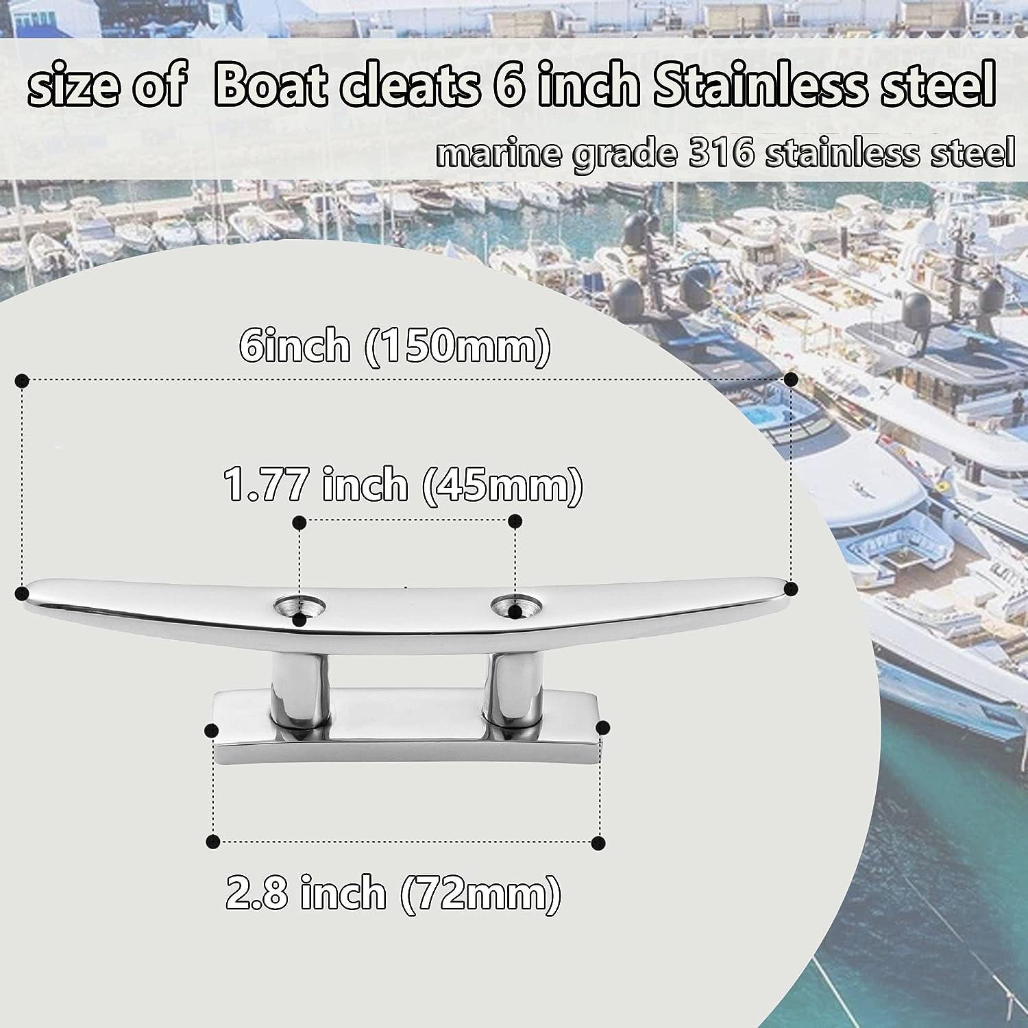 6 Stainless Steel Boat Cleats - Pack of 2 | Open Base Dock Cleats for ...