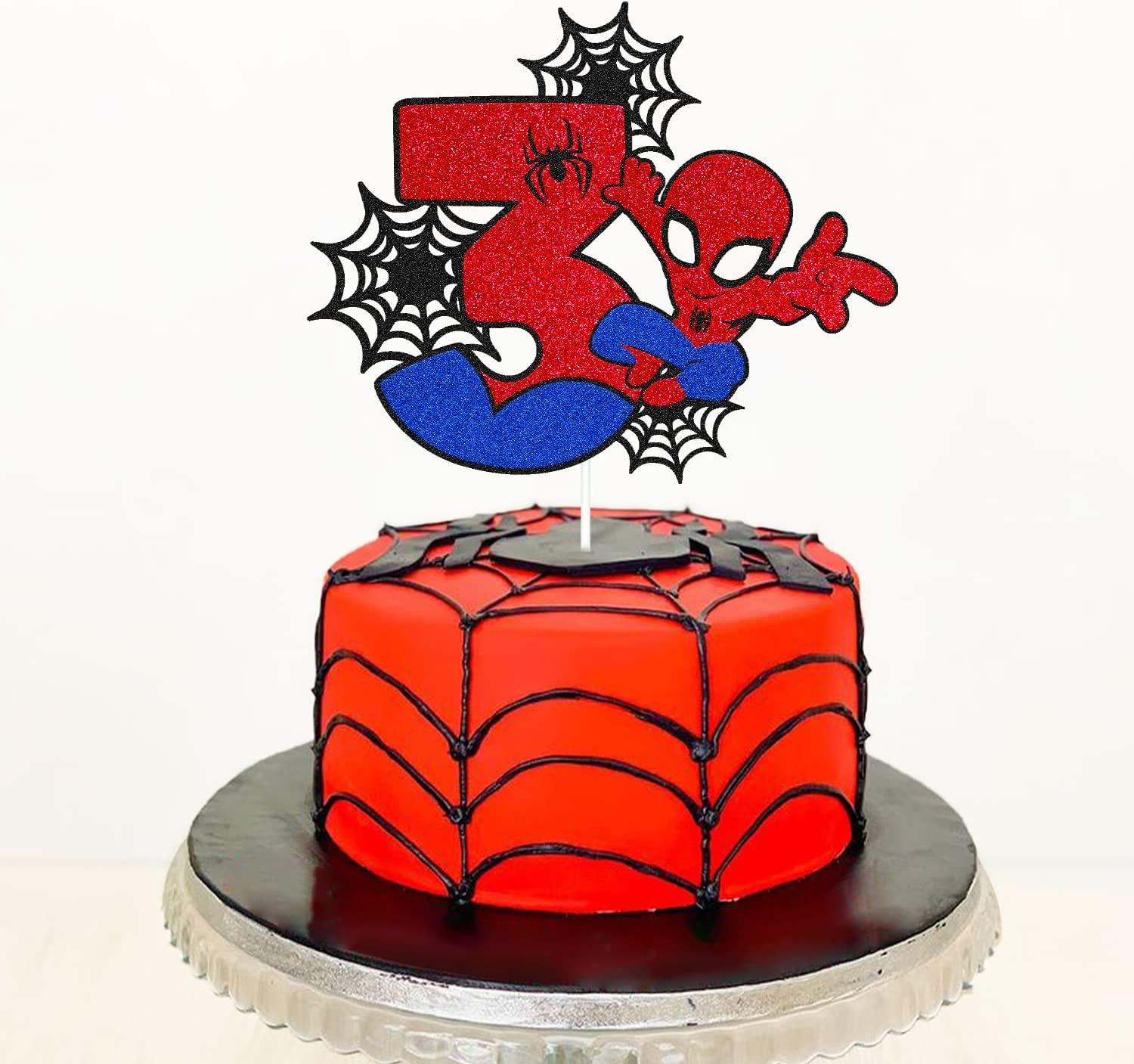 Spider Cartoon Movie 3rd Birthday Cake Topper - Double Sided Glitter ...