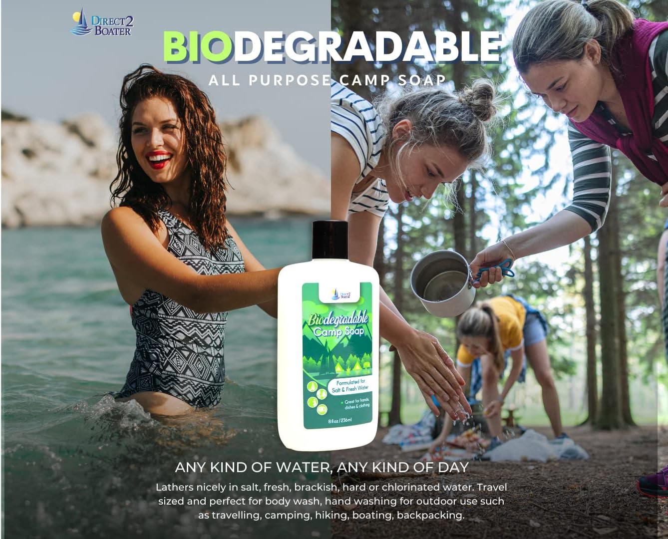 Biodegradable Camp Soap 8 oz (3 Pack) | For Hands, Dishes & Clothing | Fresh & Salt Water Safe ...