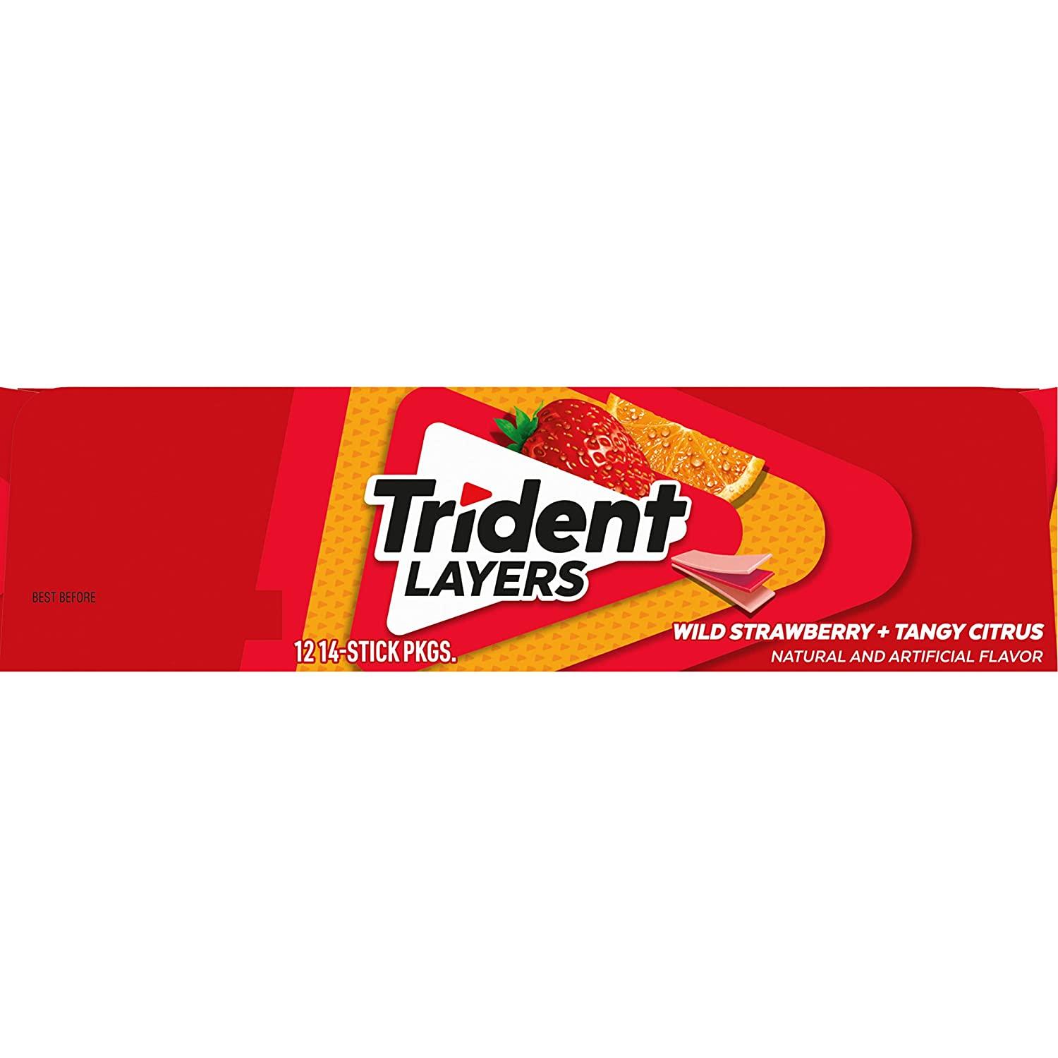 Trident Layers Strawberry & Citrus Sugar Free Gum - 12 Packs, 14 Pieces ...