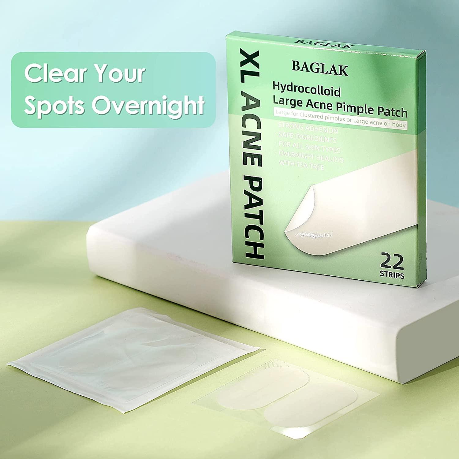 Hydrocolloid XL Pimple Patches - 22 Strips for Large Breakouts on Cheek ...