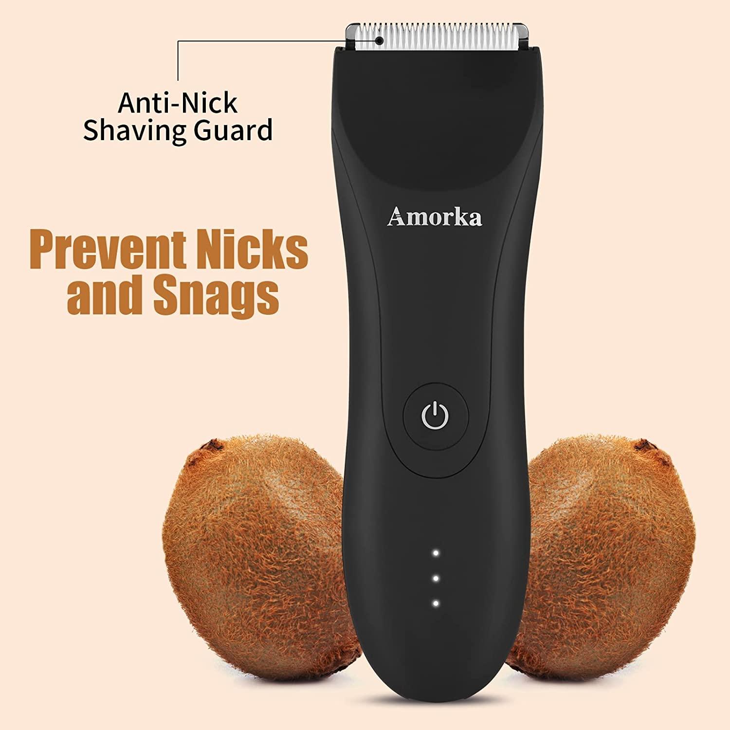 Amorka Groin Hair Trimmer for Men - Premium Waterproof Wet/Dry Shaver ...