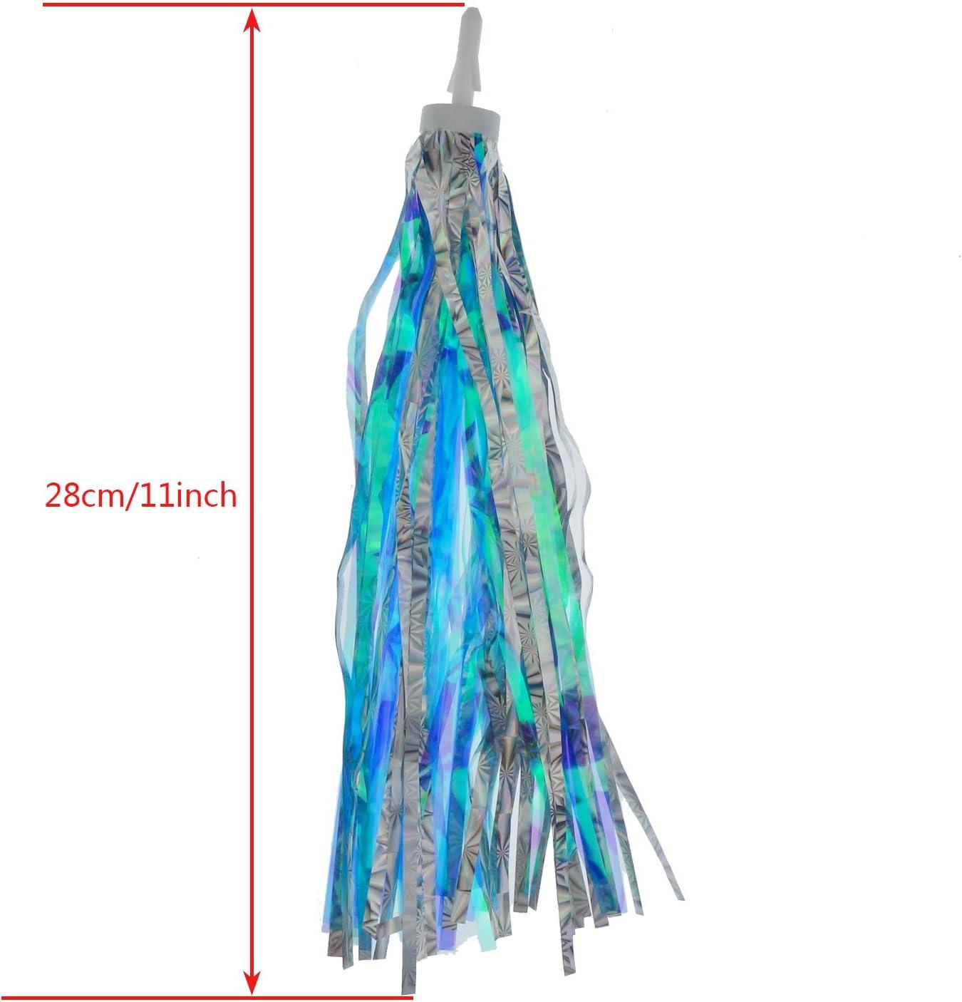 Kasteco 2 Pairs Bicycle Tassel Ribbons - Blue/Silver & Hot Pink/Silver ...