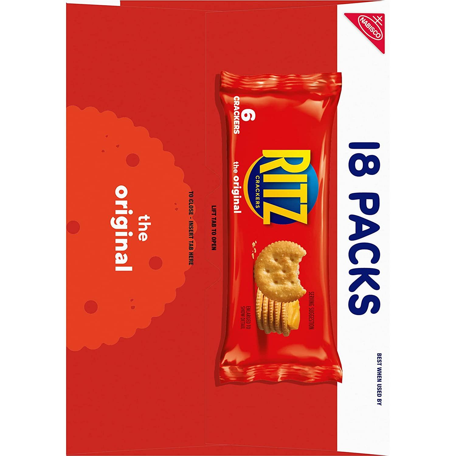 RITZ Original Crackers 72 Snack Packs - 4 Boxes, 18 Count Per Pack ...