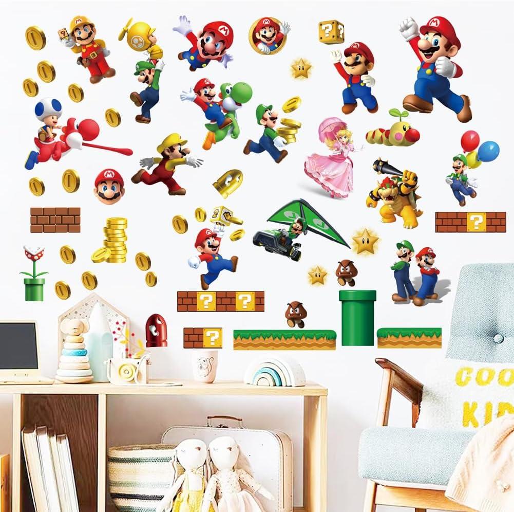 Finedeco Super Mario Wall Stickers - 4 Sheets of Vinyl Stickers for ...