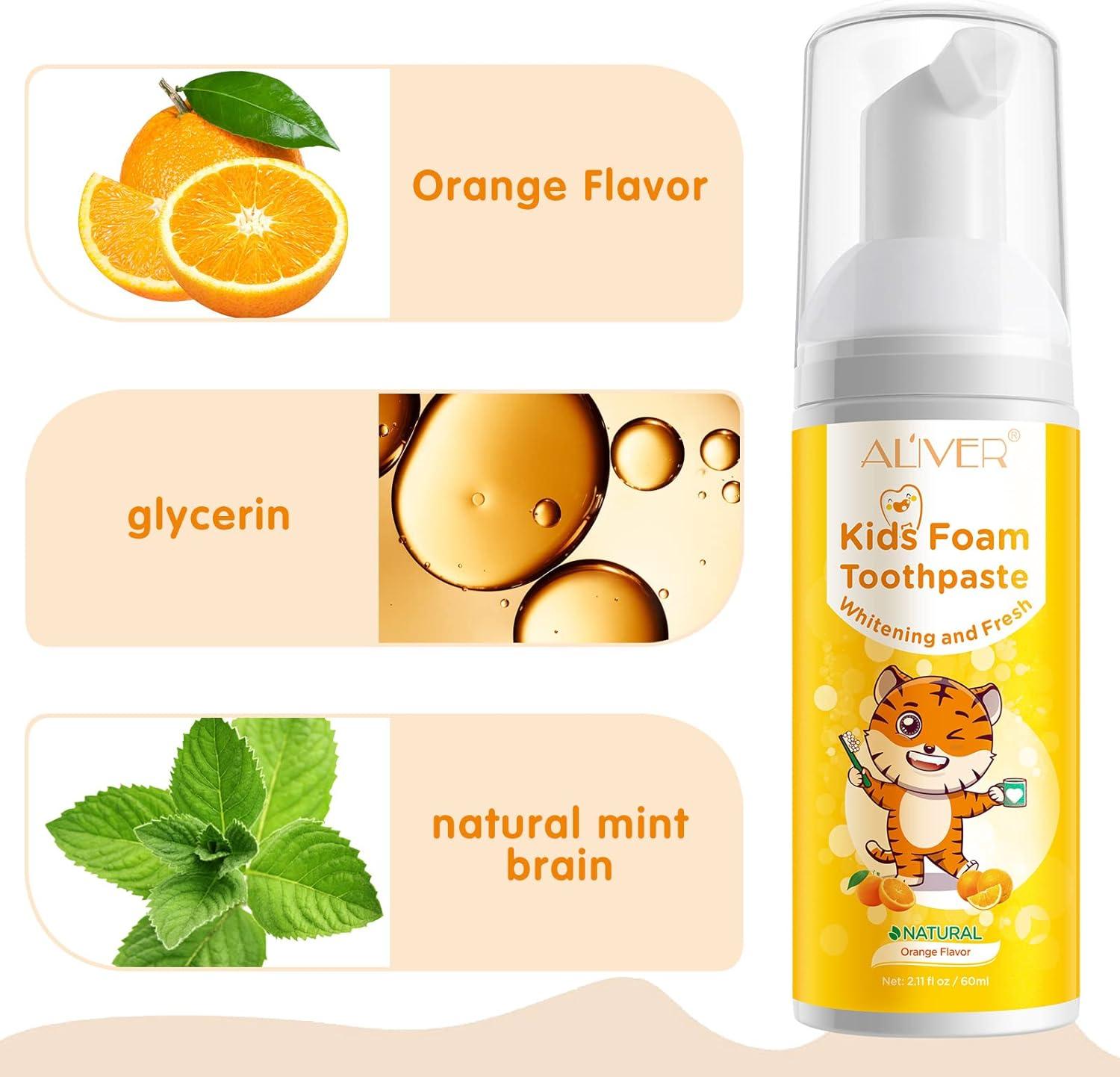 Kids Foaming Toothpaste with Low Fluoride | Natural Toddler Toothpaste ...