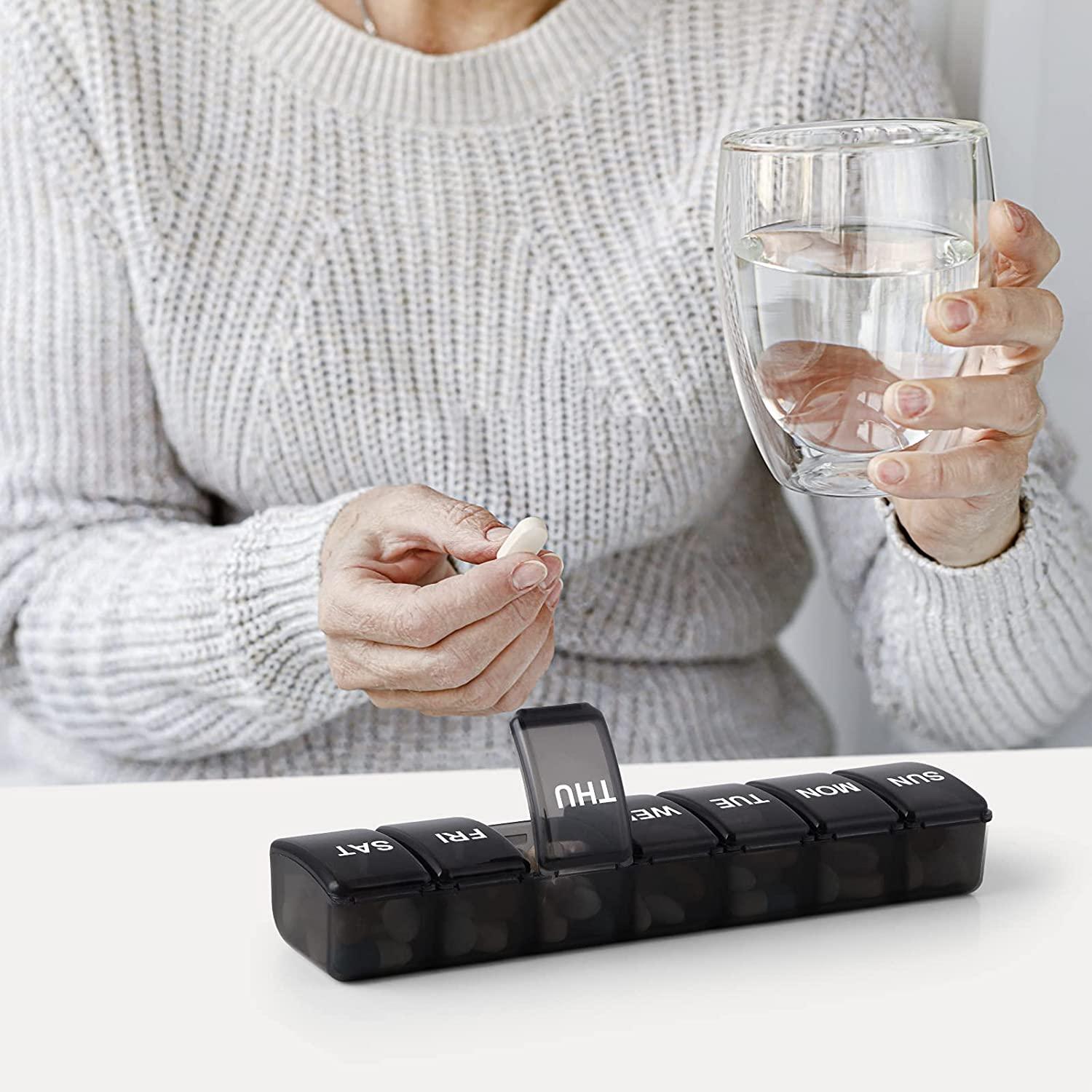 2 Pack Small Pill Organizer for Daily Vitamins - 7 Day AM/PM Pill Box ...