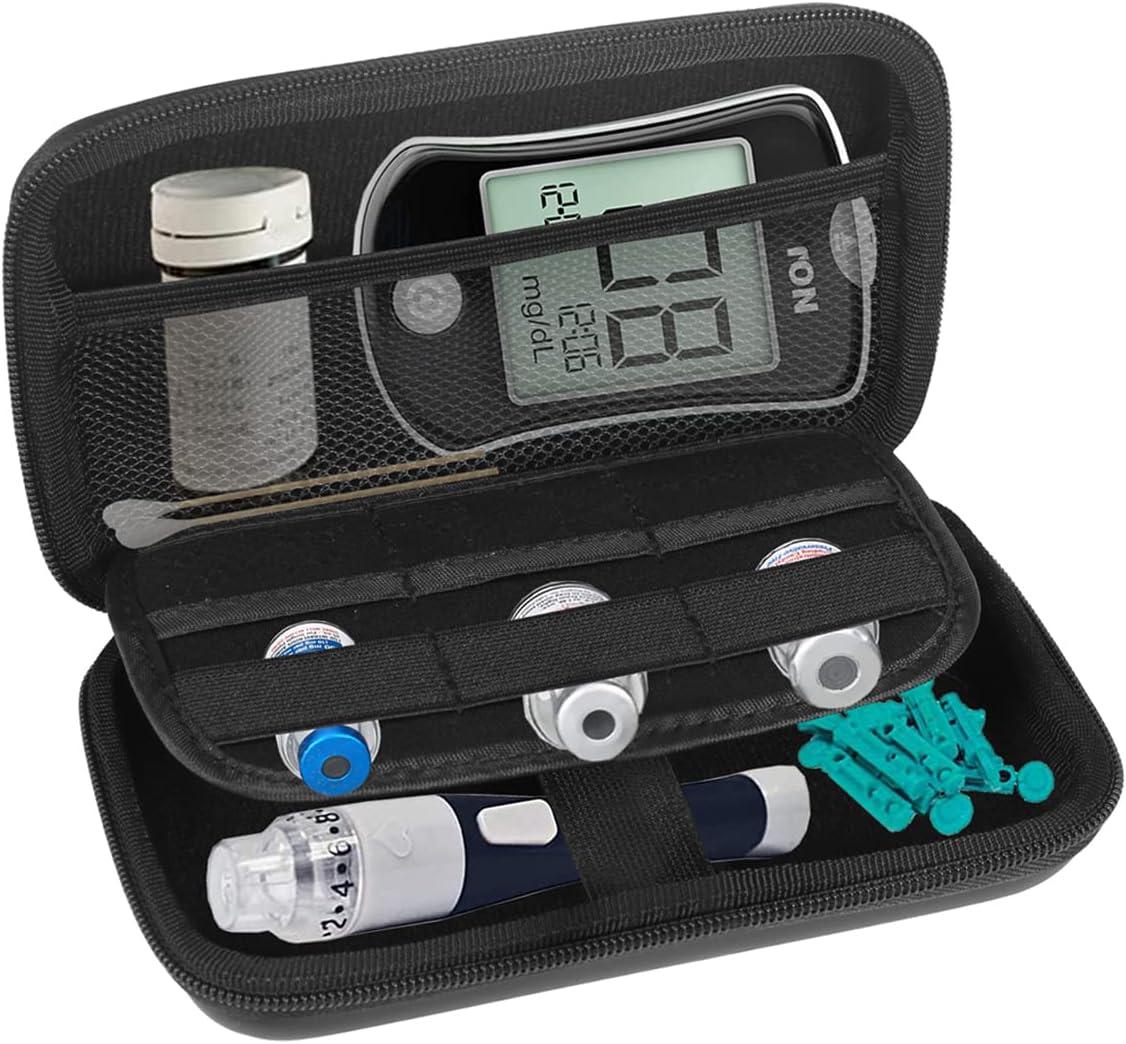 Diabetic Travel Case Kit - Compact Hard Shell Organizer Bag for Glucose ...