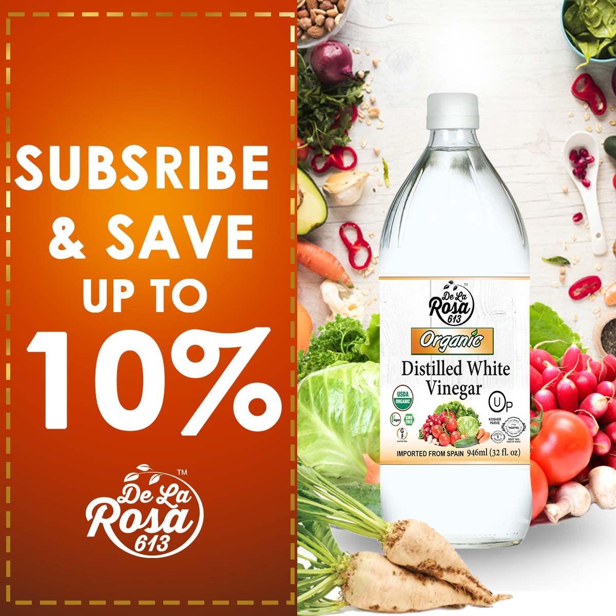 De La Rosa Organic Raw & Unfiltered White Distilled Vinegar 32 Oz (Pack ...