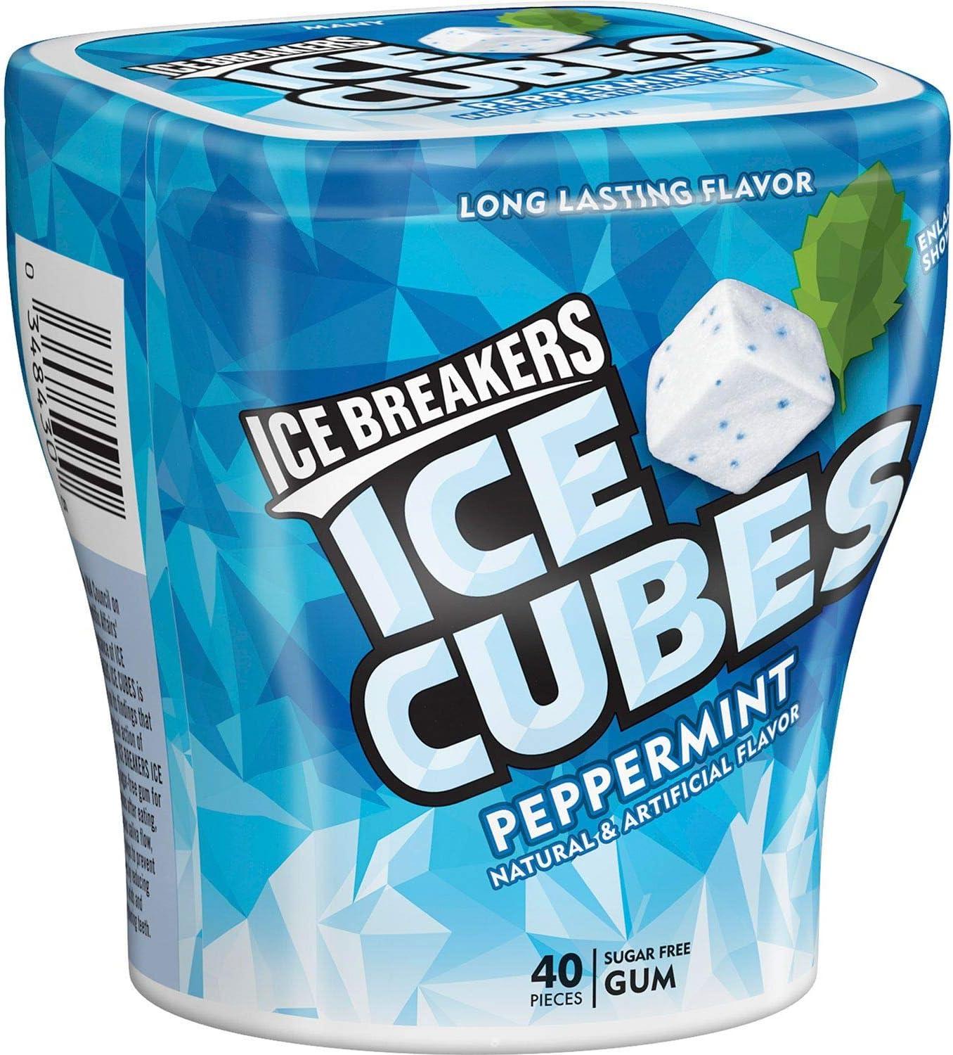 Ice Breakers Ice Cubes Peppermint Sugar Free Gum 40 Pieces (Pack of 16 ...