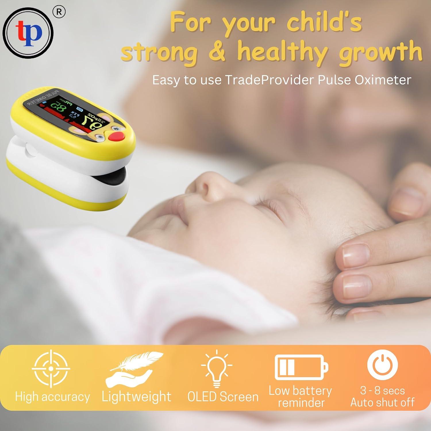 Pediatric Pulse Oximeter | CE & FCC Approved | Heart Rate Stats Monitor | Kids Finger Blood ...