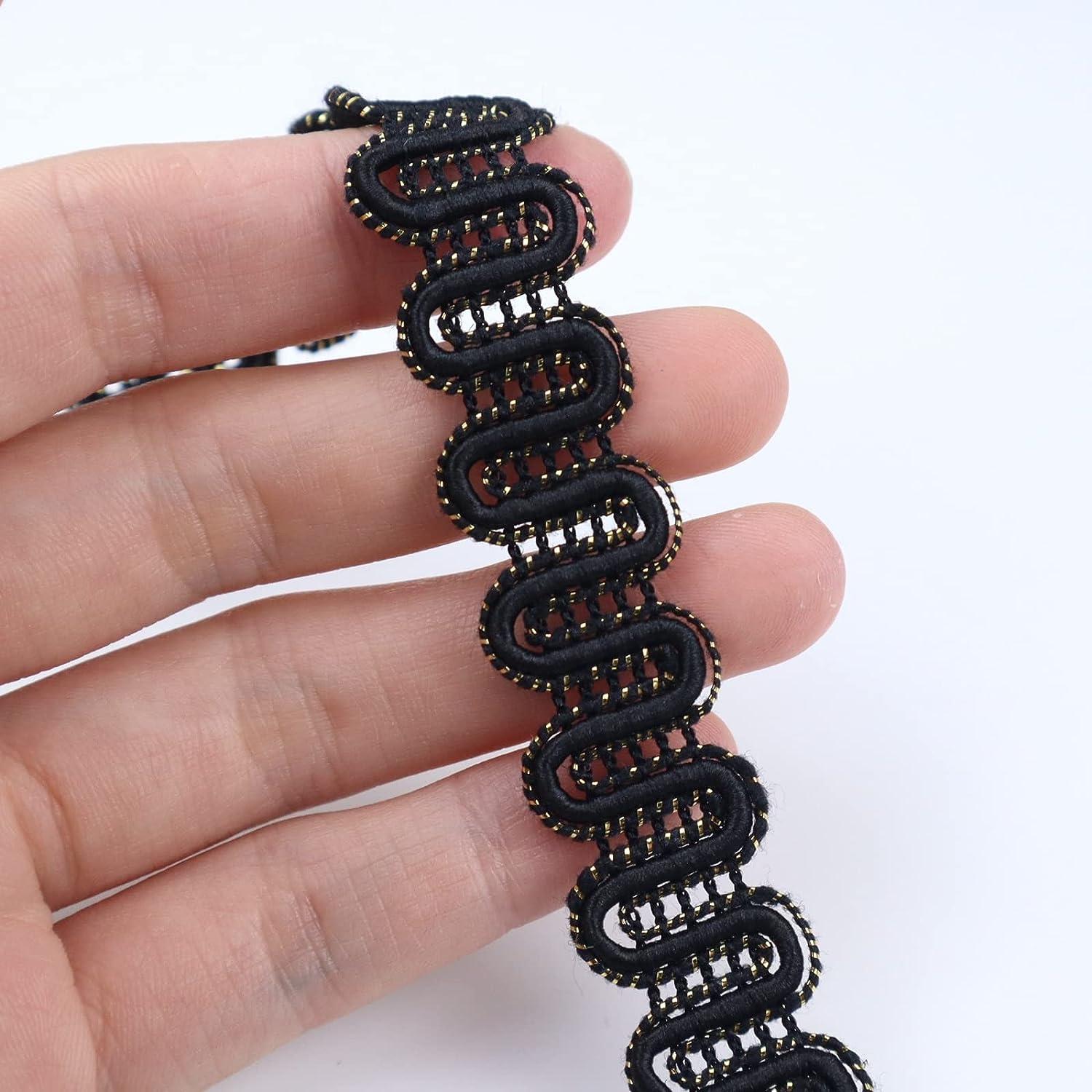Black Braid Trim 0.6 Inch - 19 Yards Gimp Lace Trim for Sewing and ...