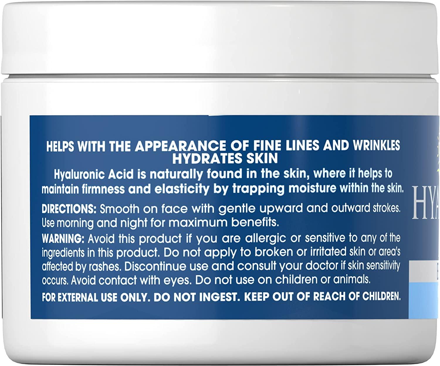 Puritan's Pride Hyaluronic Acid Cream - 8 oz | Moisturizing Anti-Aging ...