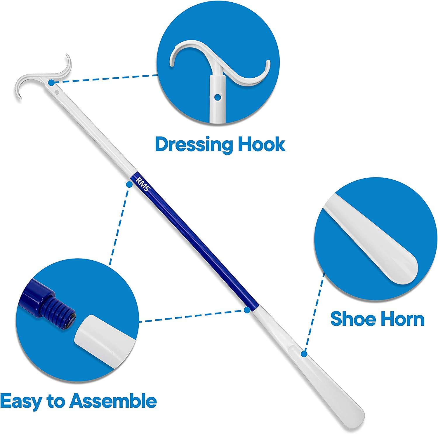 RMS 35.5 Inch Extra Long Shoe Horn Dressing Stick Aid with Travel Bag ...