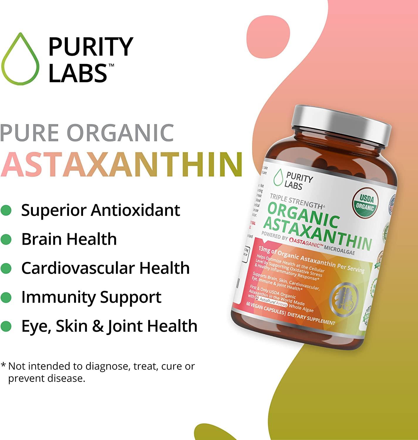 Purity Labs Organic Astaxanthin - USDA Certified, Vegan Immunity ...