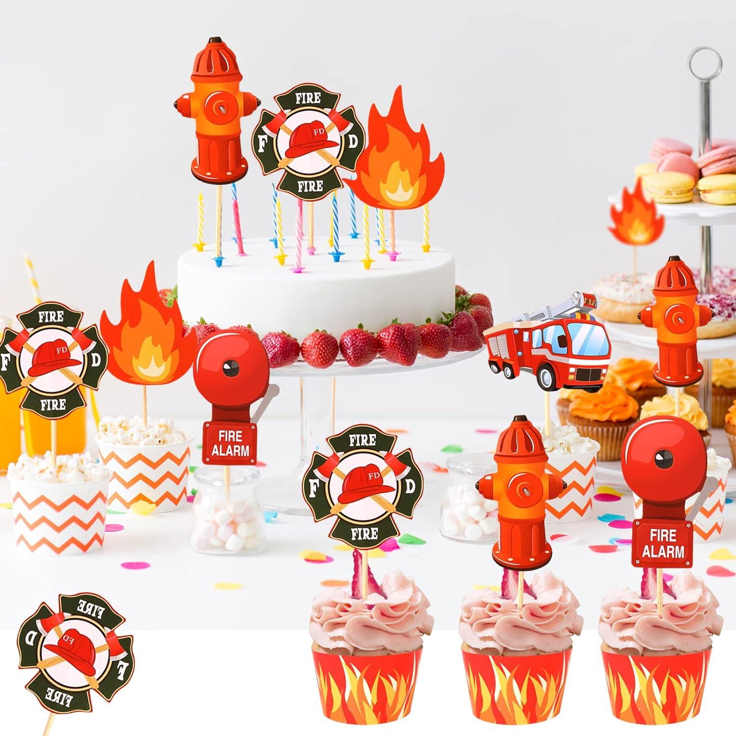 Set Of 40 Firefighter Cupcake Topper And Cupcake Wrappers for Fireman ...