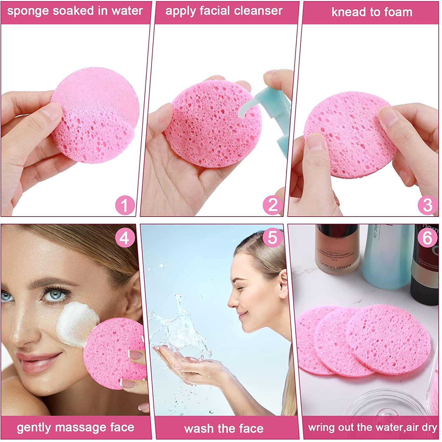 50 Compressed Natural Facial Sponges for Exfoliating and Makeup Removal ...