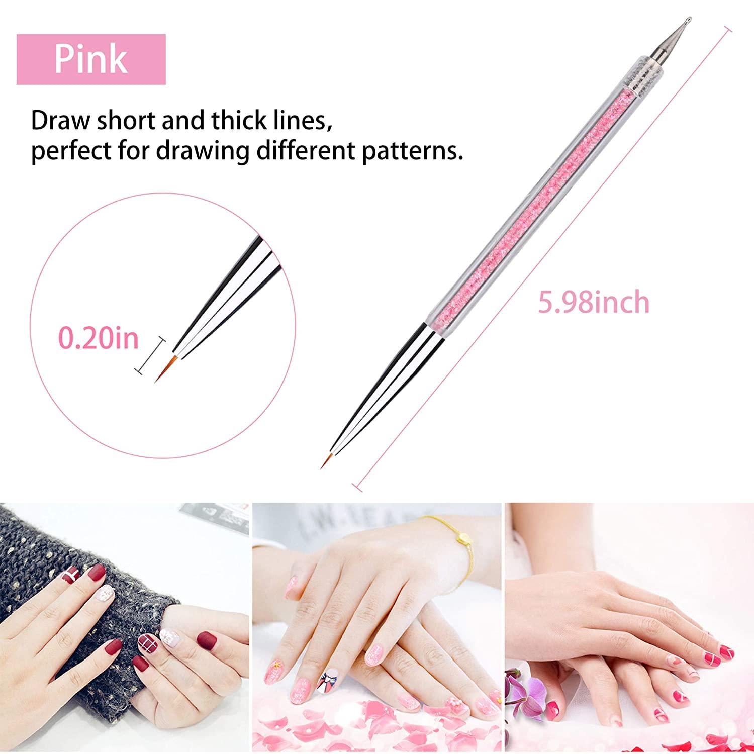 7 Pcs Nail Art Liner Brushes,Nail Art Point Drill Drawing Brush Pen ...