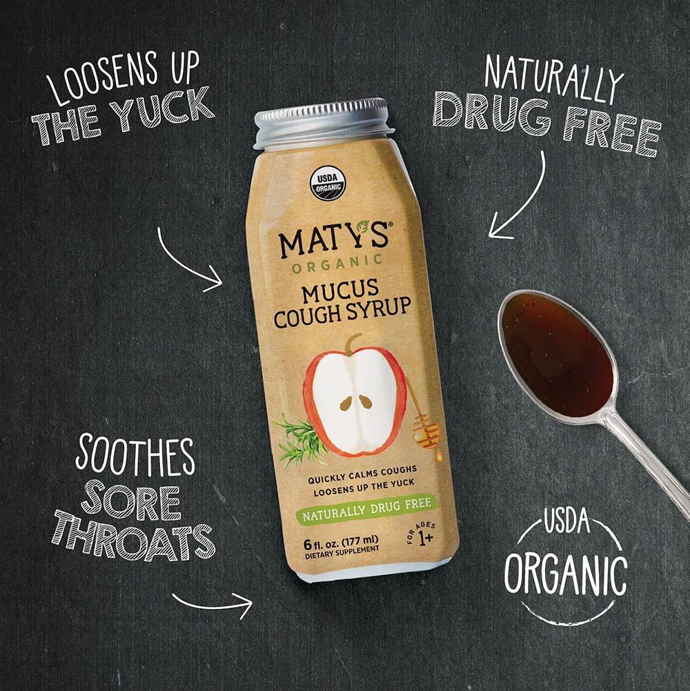 Maty's Organic Mucus Cough Syrup, Made with Organic Honey, Thyme ...
