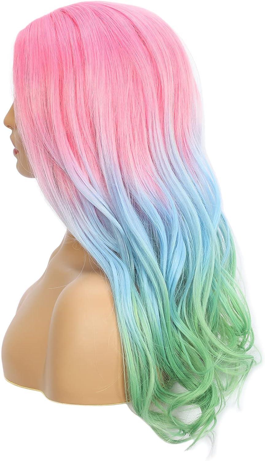 FAELBATY Colorful Rainbow Ombre Wig for Cosplay and Parties - 16 Inch ...