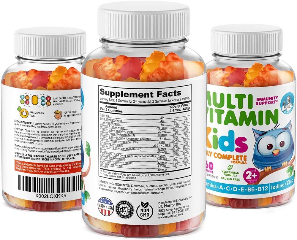 Dr. Moritz Kids Sugar-Free Magnesium Gummies & Multivitamin - Calm ...
