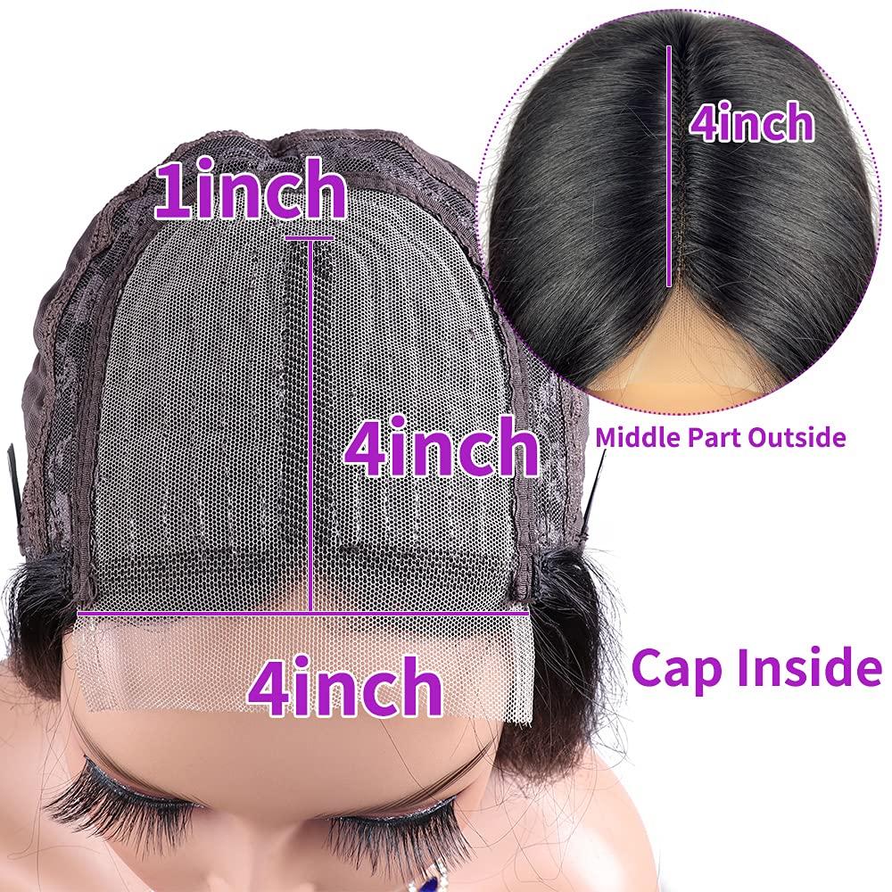 16 Inch T Part Straight Human Hair Wig | Brazilian 4x1 Lace Closure Wig ...