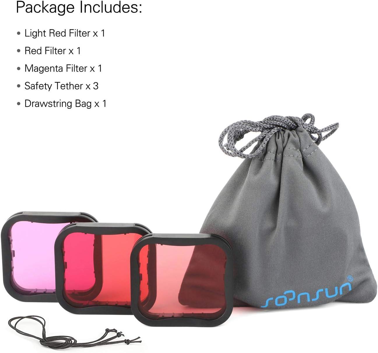 Soonsun 3 Pack Dive Filter for GoPro Hero 5 6 7 Black Super Suit - Red ...