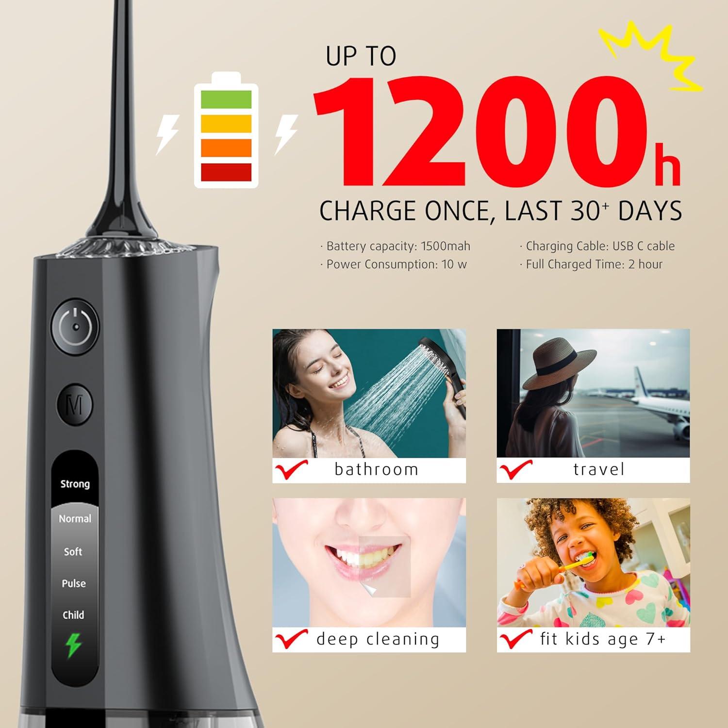 G.CATACC Kids Water Flosser - Portable Cordless Dental Flosser for ...