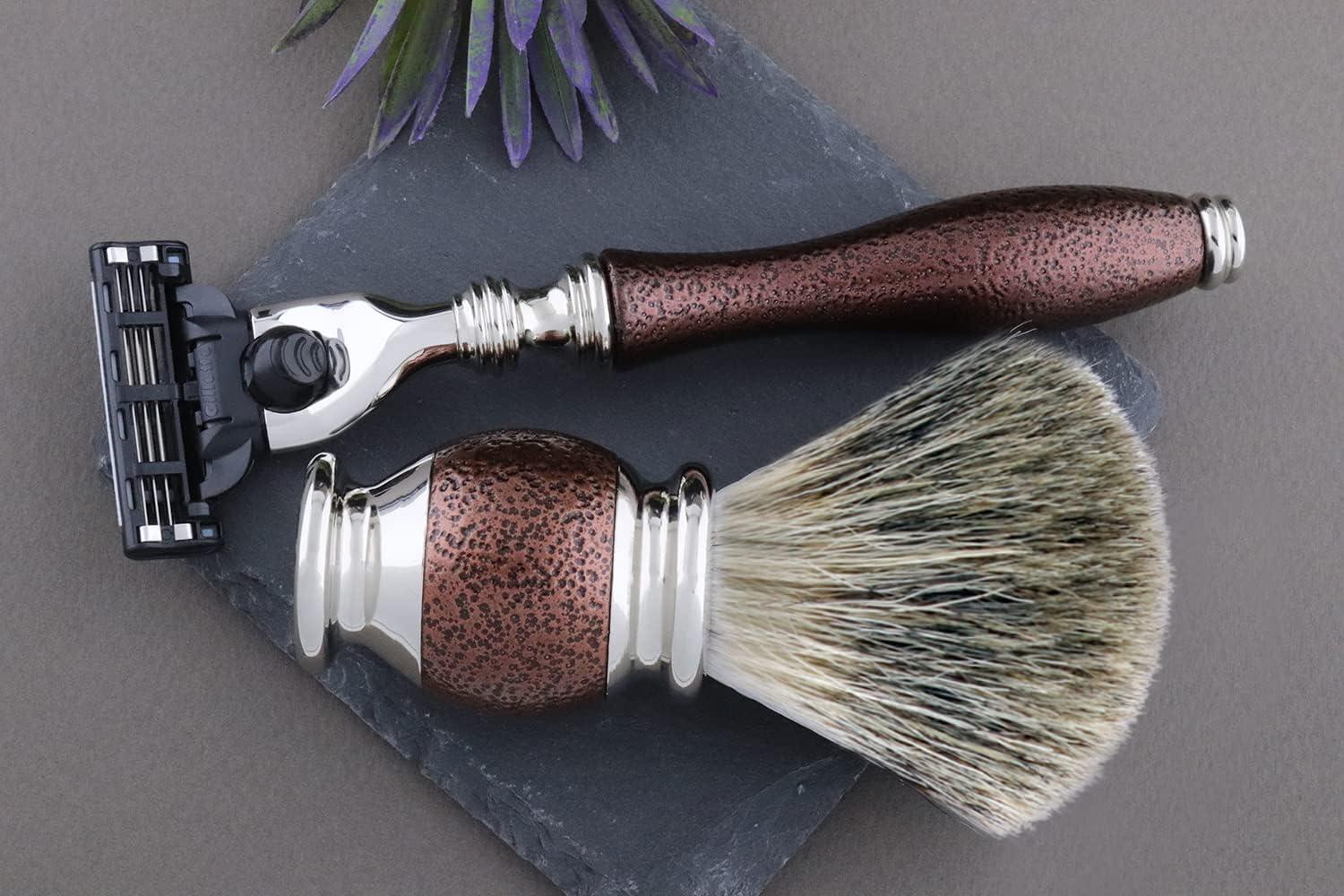 Haryali London 5-Piece Maroon Antique Shaving Kit with Black Badger ...