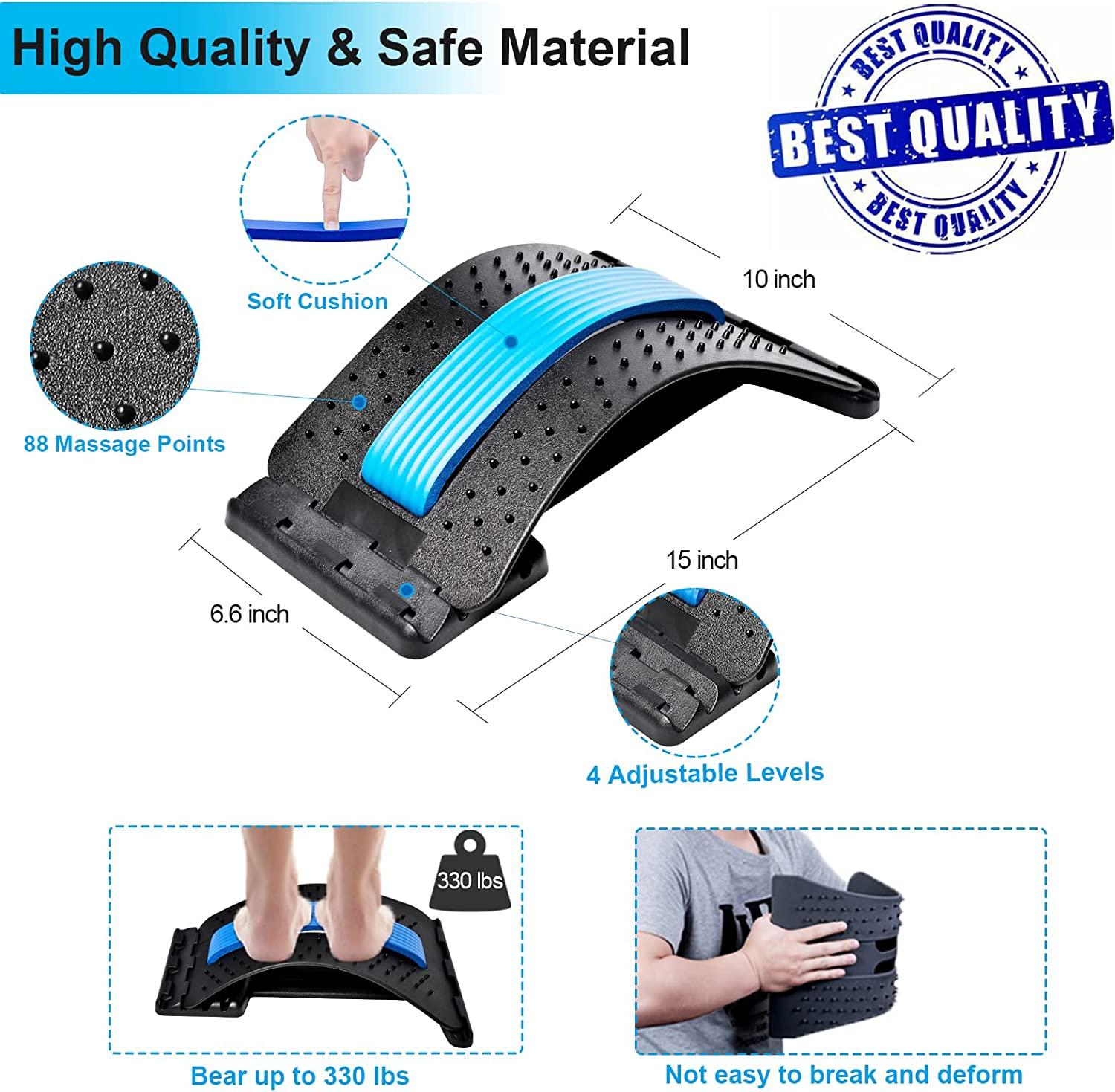 Adjustable Back Stretcher & Lumbar Support - 4 Levels for Pain Relief ...