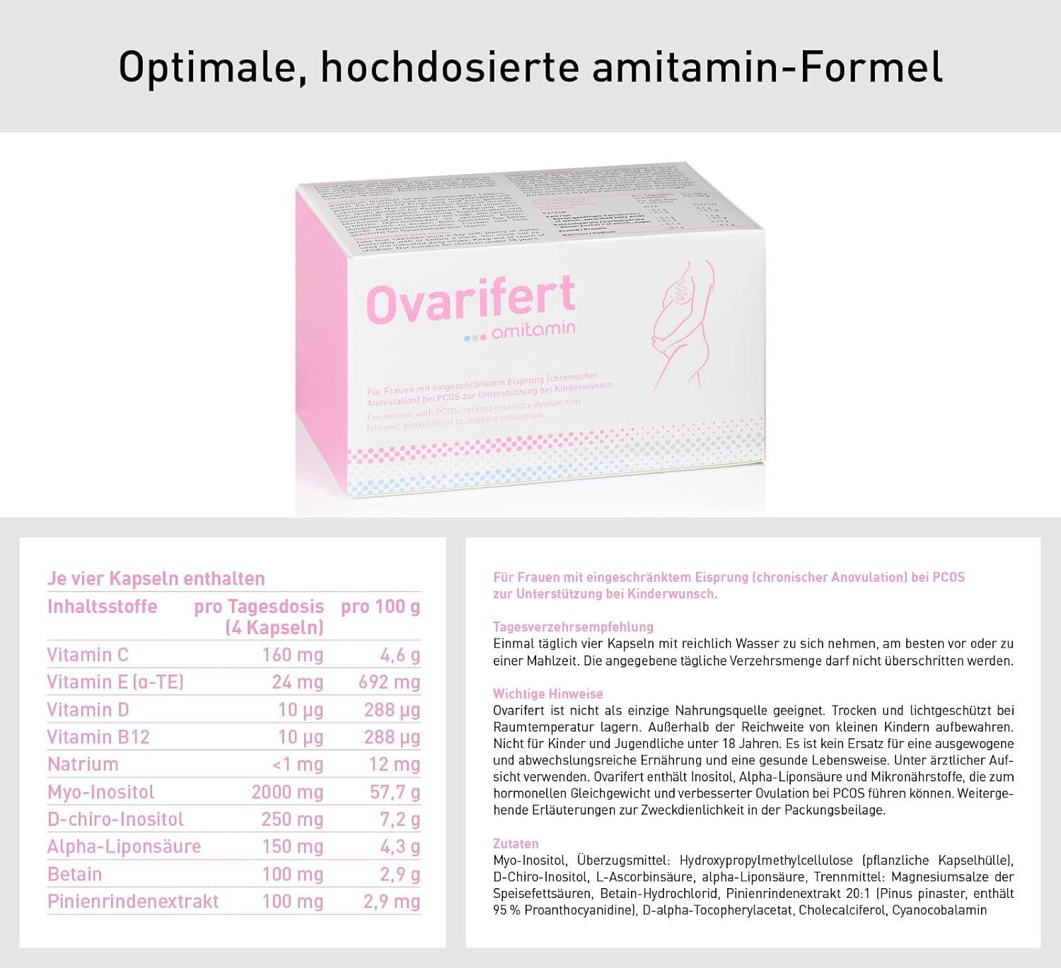 Amitamin Ovarifert Inositol Formula for PCOS - High-Dose 120 Capsules ...