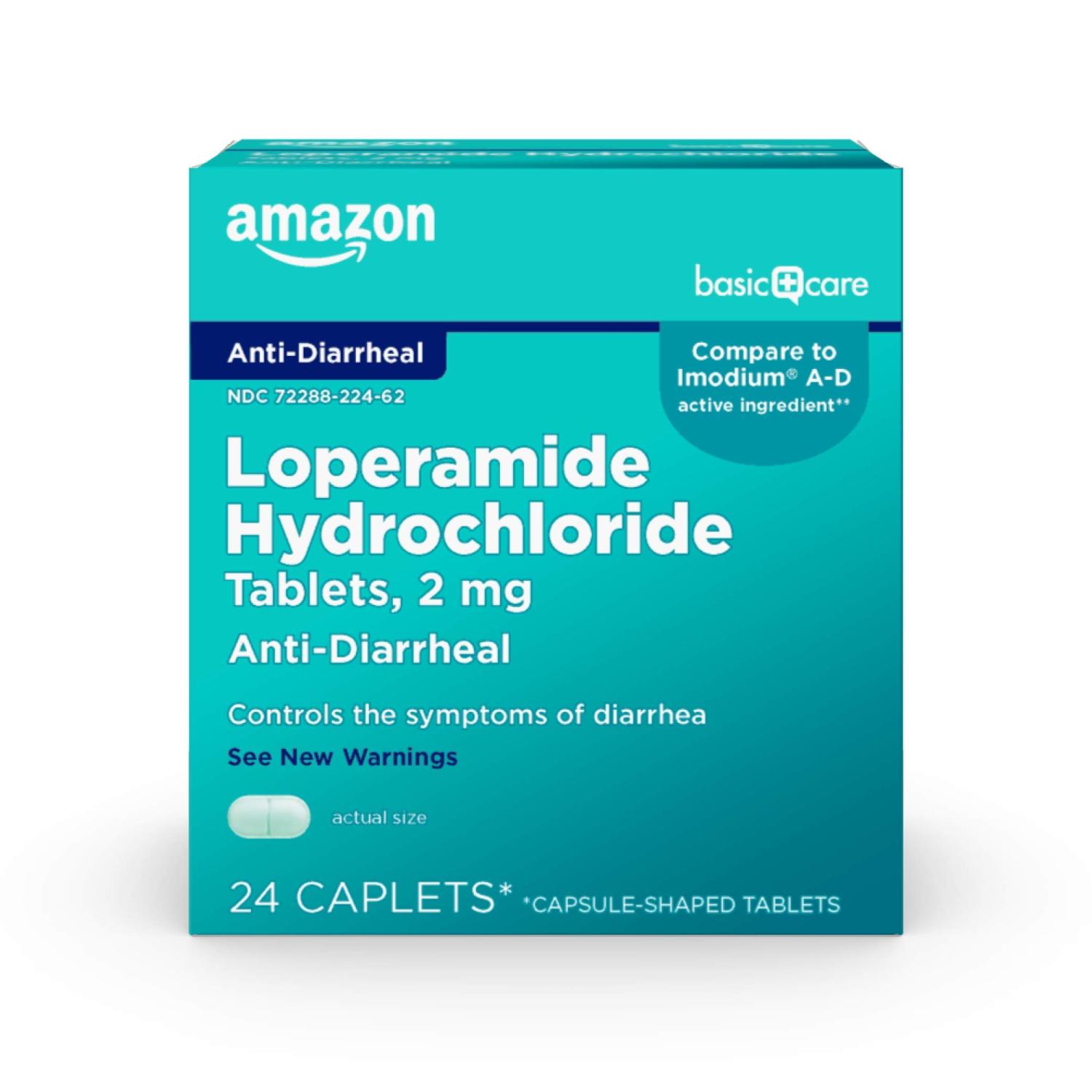 Amazon Basic Care Loperamide Hydrochloride Tablets 2 mg - 24 Count Anti ...