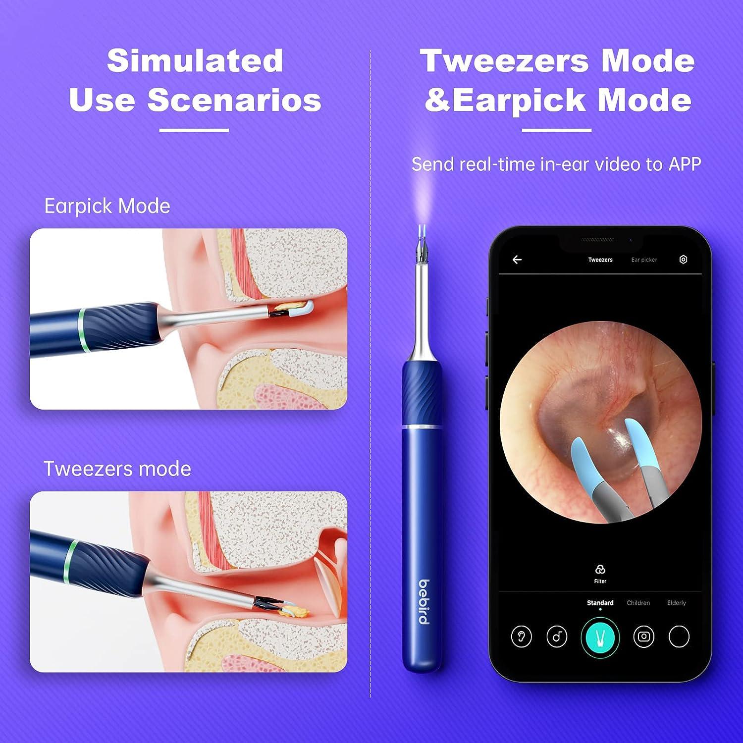 Bebird Note5 Flagship Ear Wax Removal Tool Camera | 10MP HD 3-in1 Cleaner with Tweezers and Rod ...