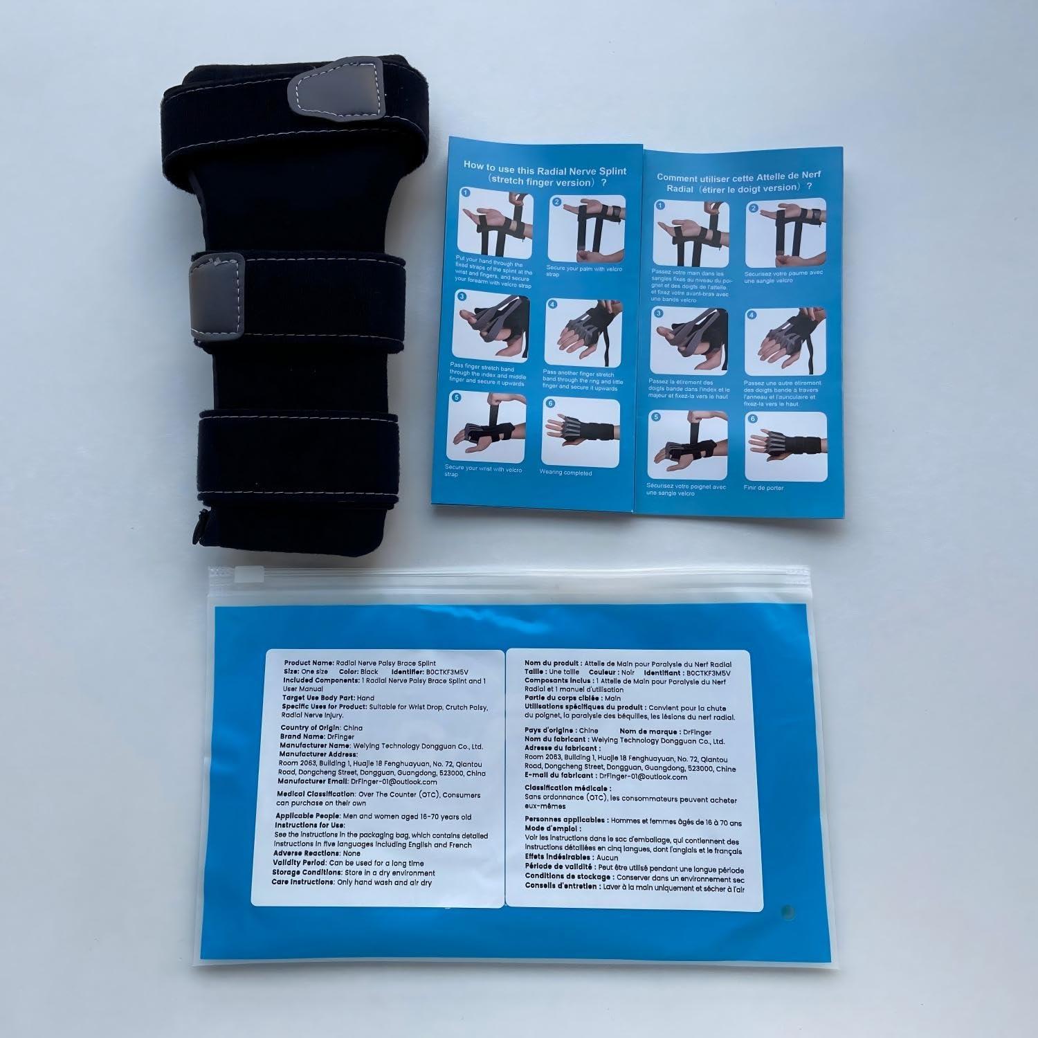 Radial Nerve Palsy Brace - Adjustable Splint for Finger Extension ...