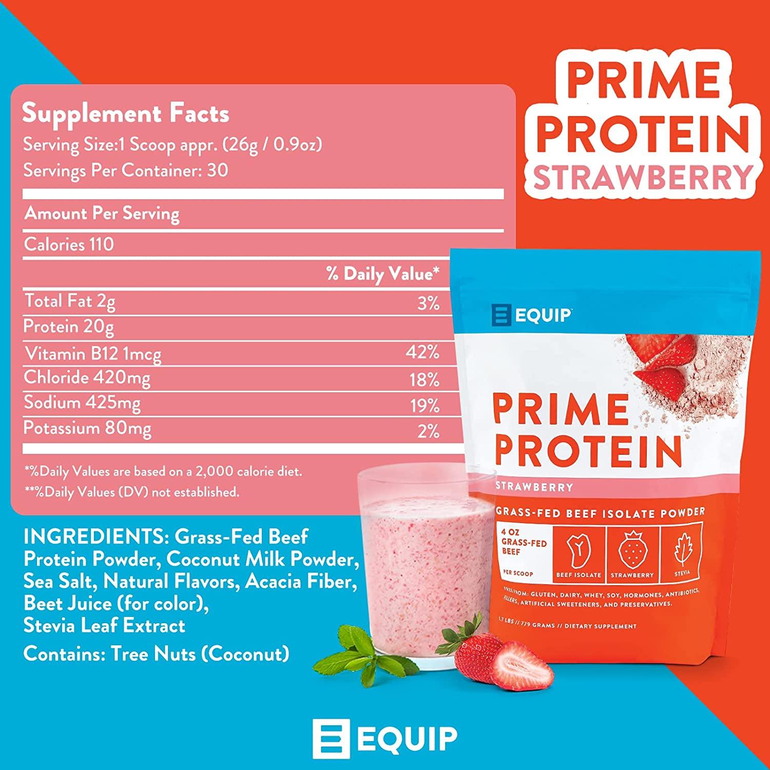 Equip Foods Prime Protein - Grass-Fed Isolate Beef Protein Powder ...