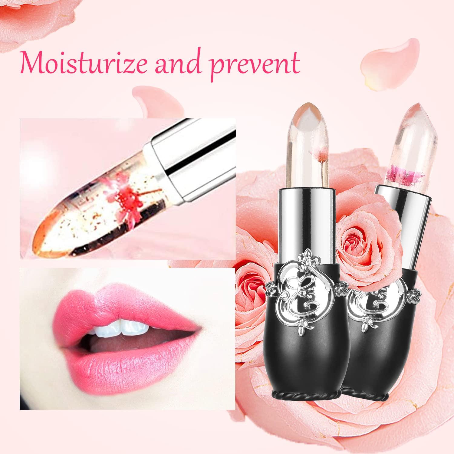 Crystal Flower Jelly Lipstick Set - Color Changing Lip Gloss & Balm