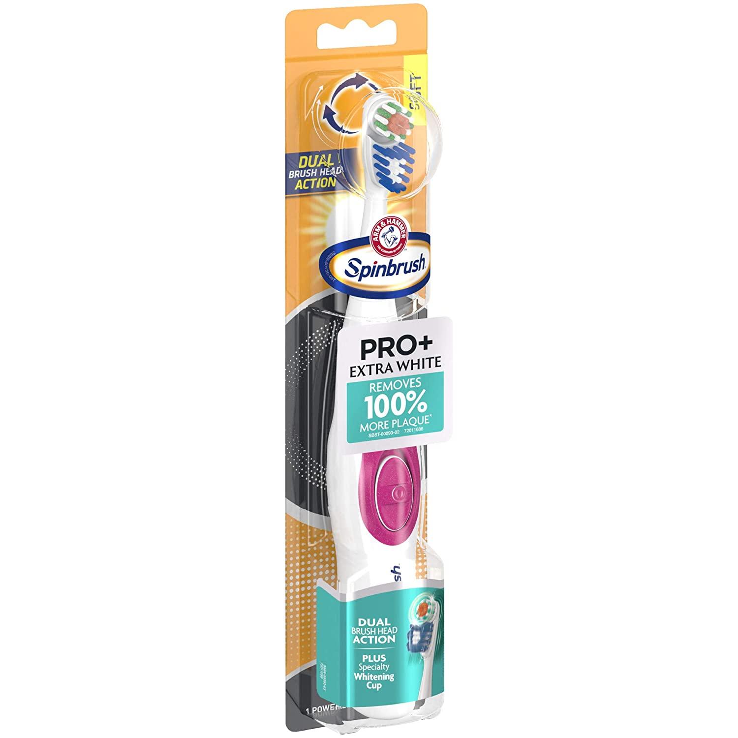 ARM & HAMMER Spinbrush PRO+ Extra White Battery-Operated Toothbrush ...