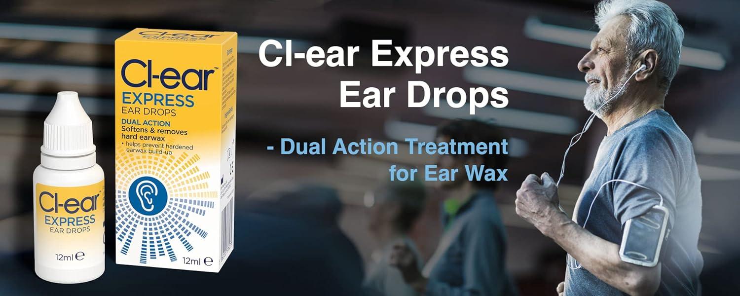 Cl-Ear Express Ear Drops - Dual Action 12ml Bottle for Easy Ear Wax ...