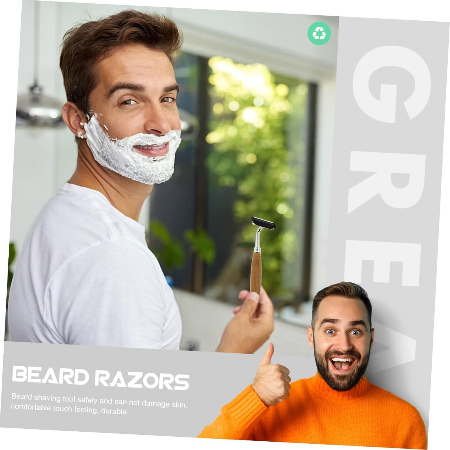 Beavorty Bamboo Handle Razor Set - 4 Double-Edged Manual Razors for ...