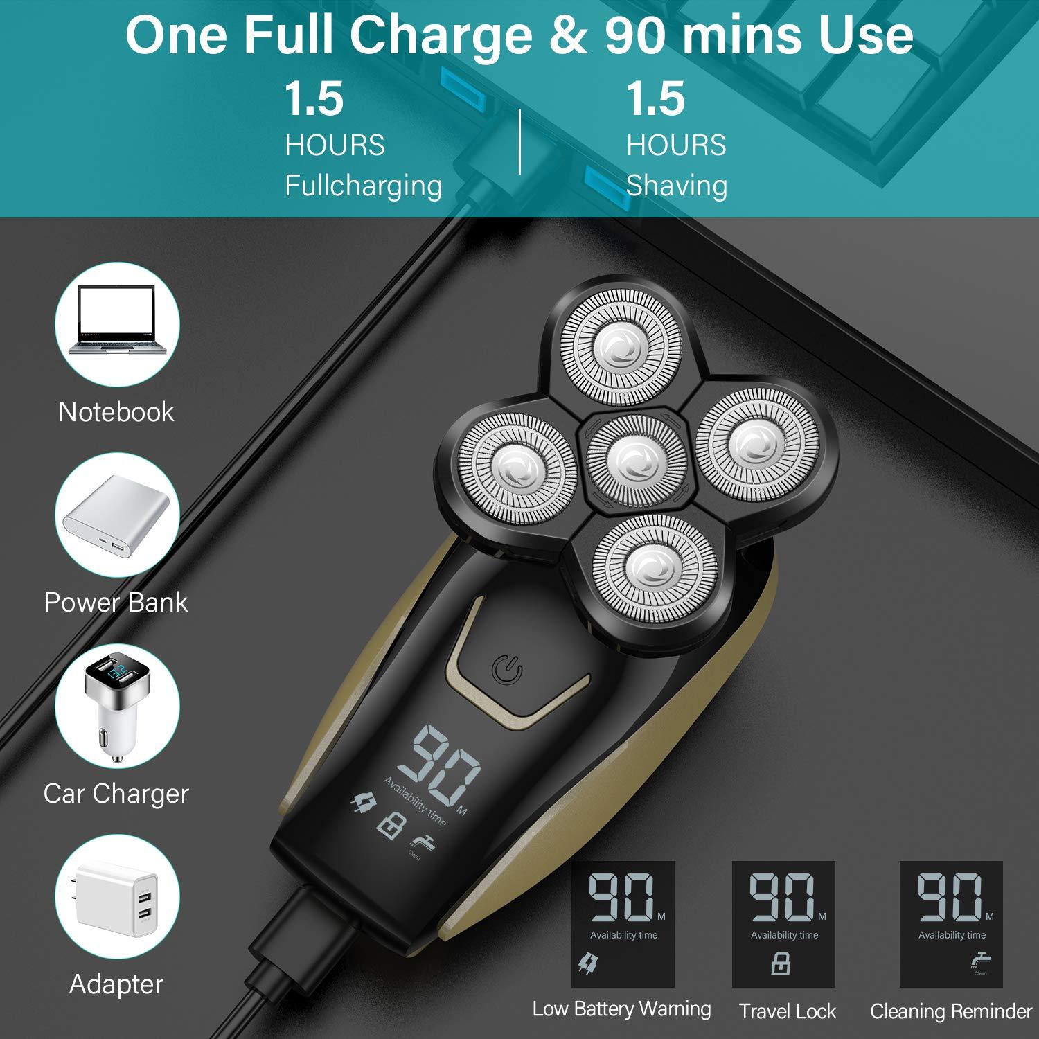 4-in-1 Electric Shaver for Men | Bald Head Shaver, Rechargeable Wet ...