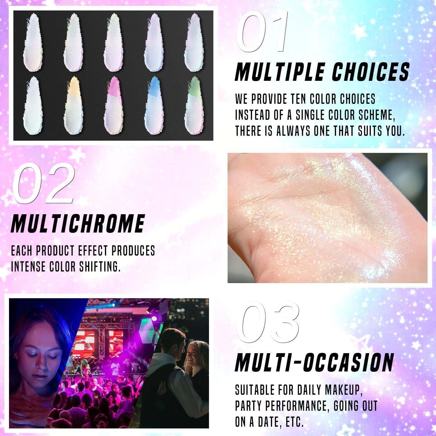 CHARMACY Multichrome Glitter Highlighter Palette 612 - Long-Lasting ...