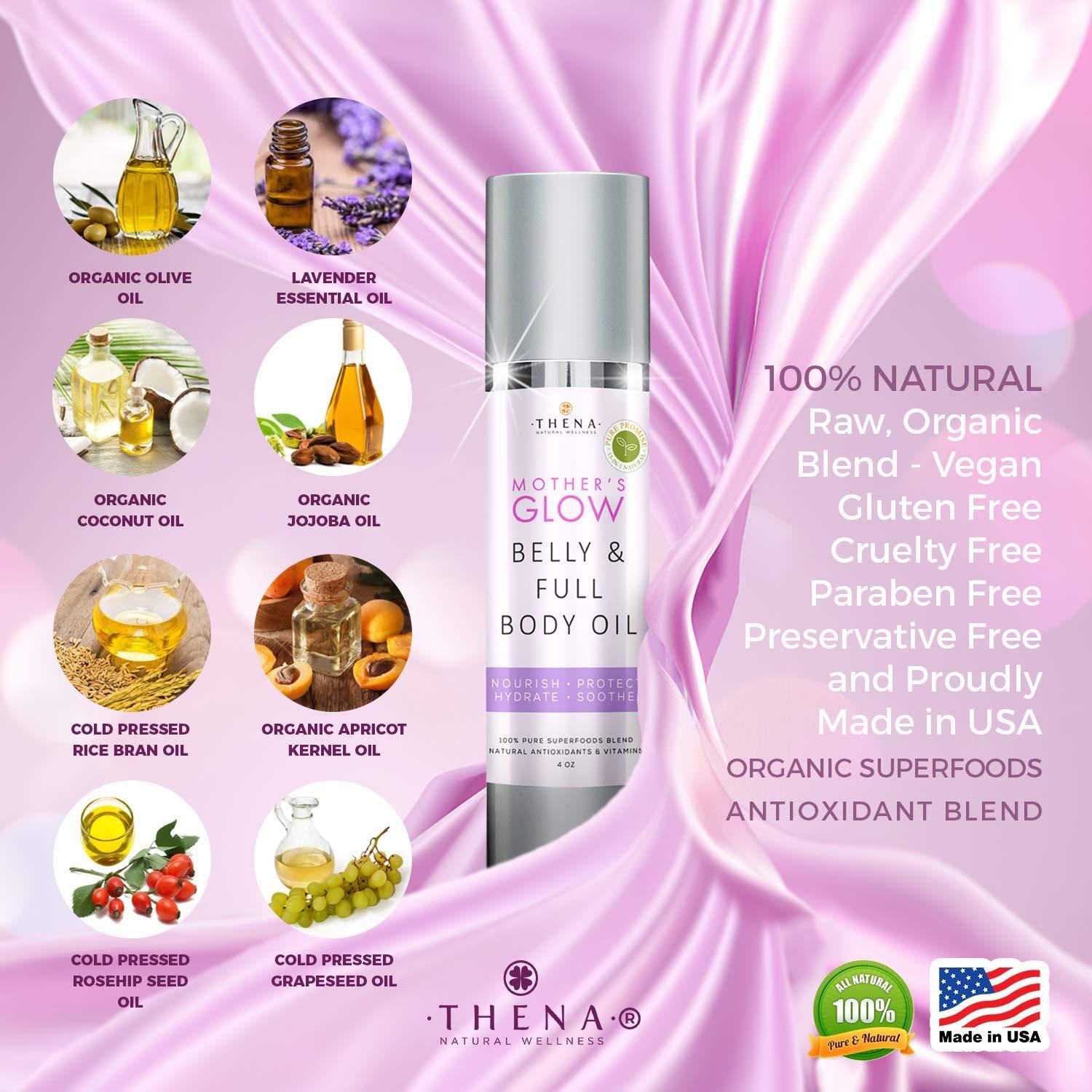 Mother's Glow Organic Belly Oil for Pregnancy - Prevent Stretch Marks ...