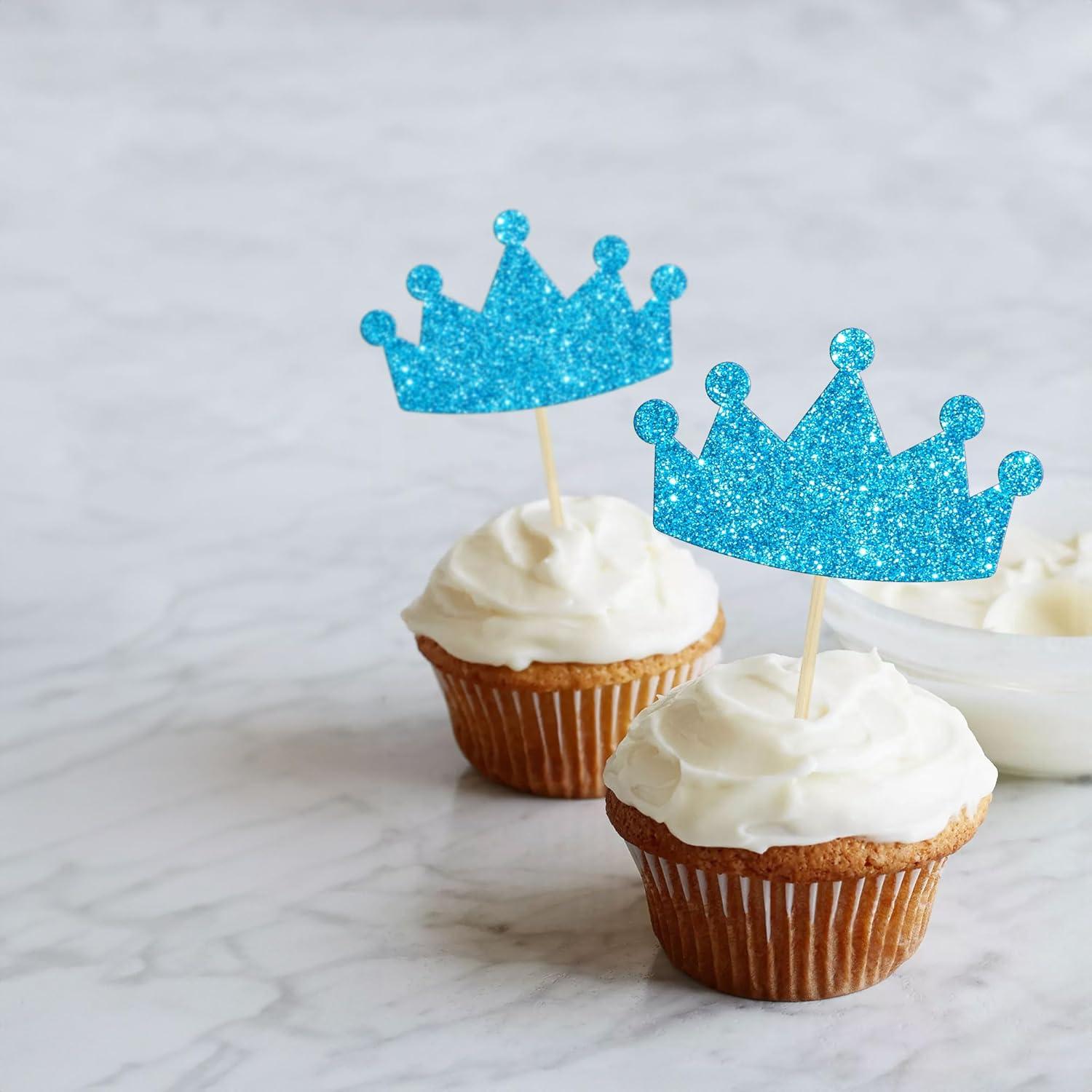 Ephlyn 24Pcs Crown Cupcake Toppers Glitter Queen Crown Cupcake Picks ...