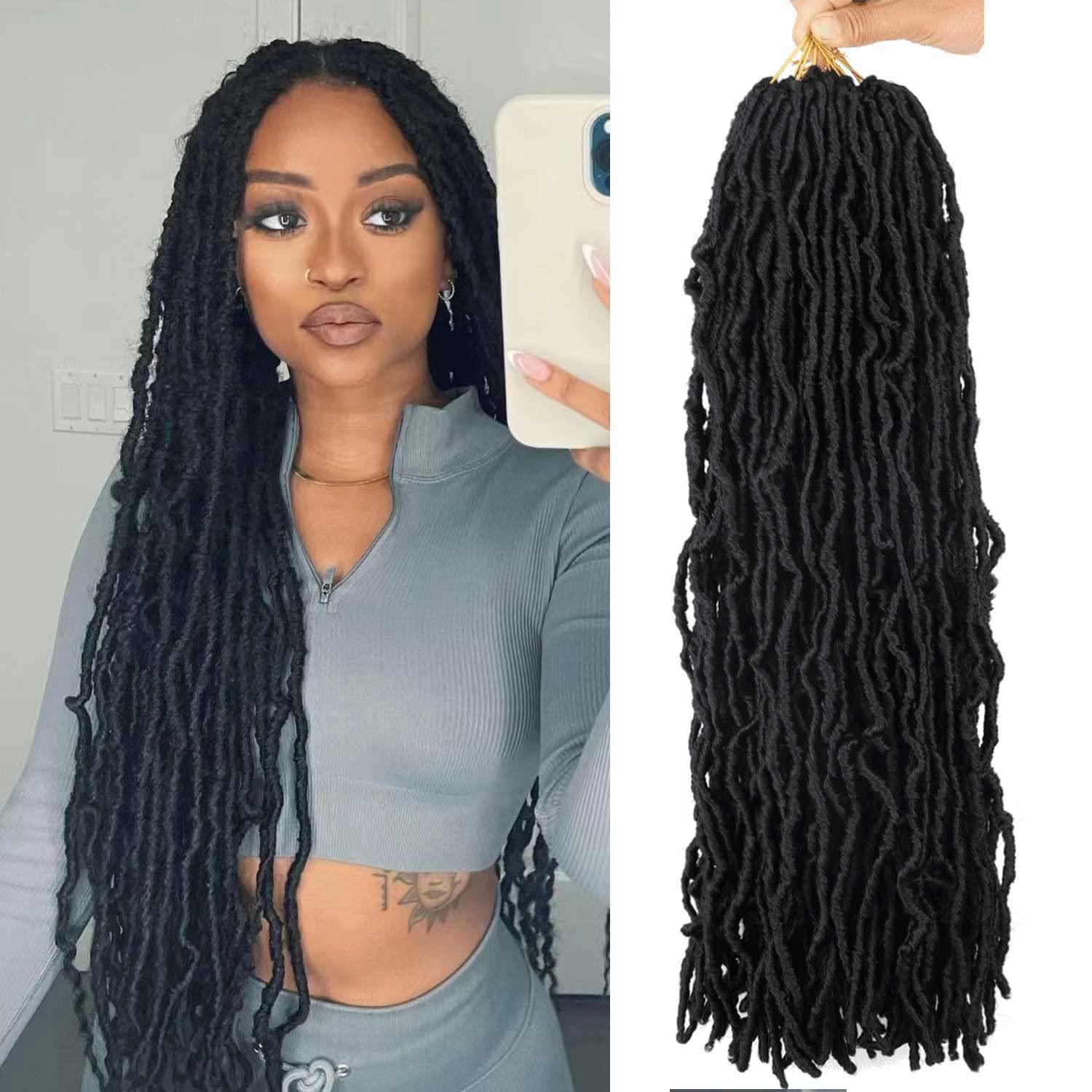 24 Inch Soft Locs Crochet Hair Pre Looped 6 Packs - Faux Goddess ...