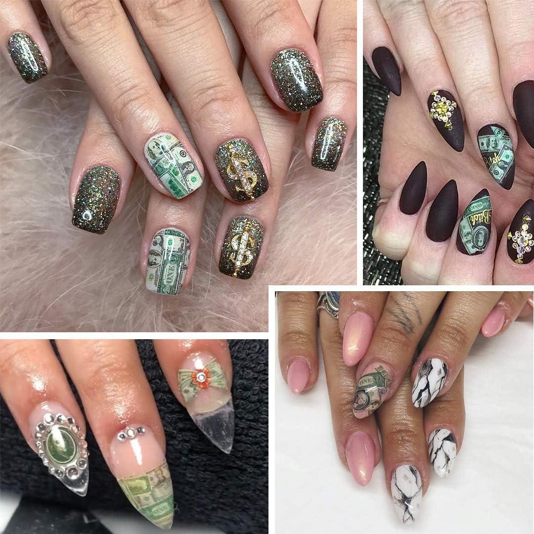 3 Sheets Nail Art Decals of 100 Dollar Sign Bill Nail Accessories Paper ...