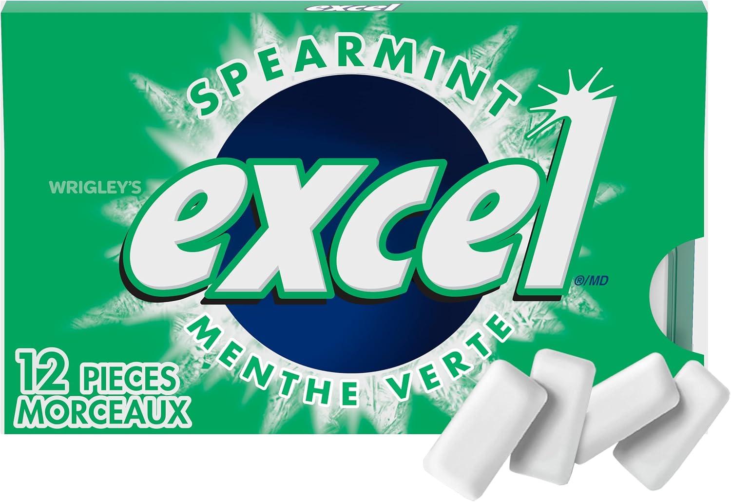 EXCEL Spearmint Flavoured Sugar Free Chewing Gum 12 Pieces 12 Packs ...